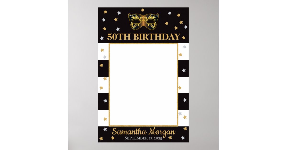 Masquerade Party Birthday Photo Prop Frame Mask Poster | Zazzle