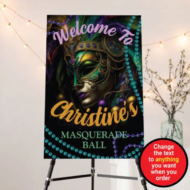 Masquerade Party Foam Board Welcome Sign | Zazzle