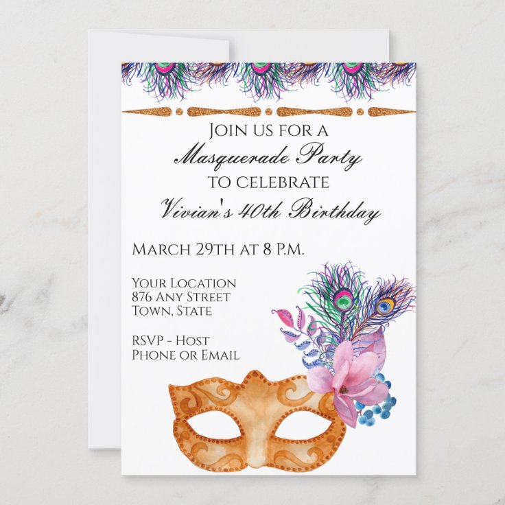 Masquerade Party Invitation | Zazzle
