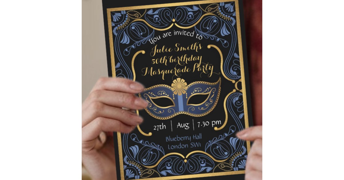 Masquerade Party masked ball birthday luxurious Invitation | Zazzle