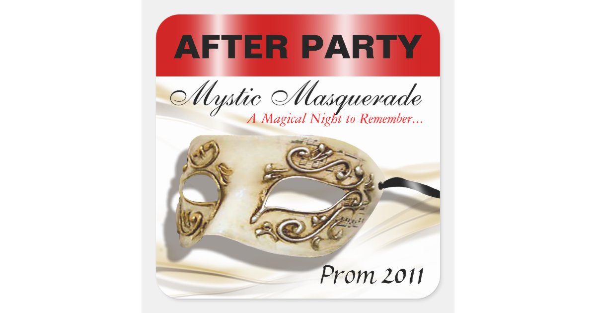 Masquerade Prom After Party Sticker | Zazzle