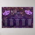 Masquerade purple glitter seating chart | Zazzle