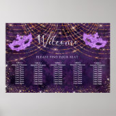 Masquerade purple glitter seating chart | Zazzle