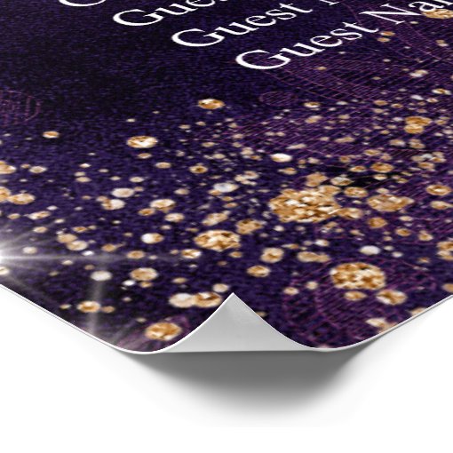 Masquerade purple glitter seating chart | Zazzle