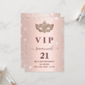 Masquerade rose gold silver glitter vip invitation | Zazzle
