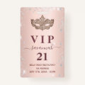 Masquerade rose gold silver glitter vip invitation badge | Zazzle