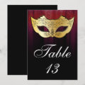 Masquerade Table Number Card | Zazzle