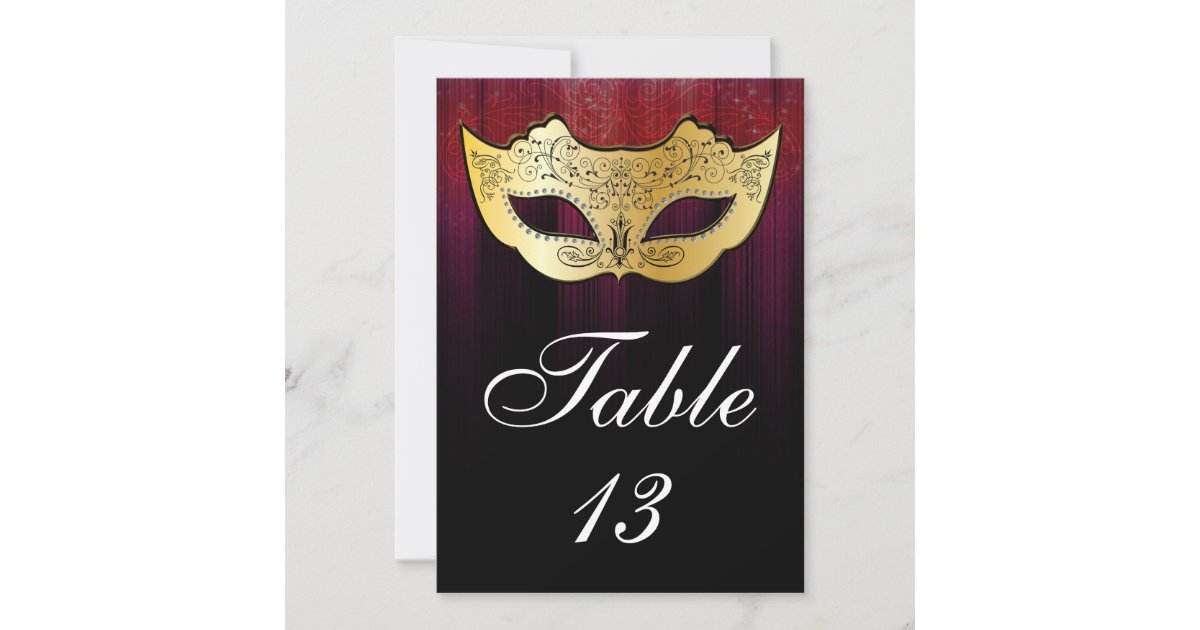 Masquerade Table Number Card | Zazzle