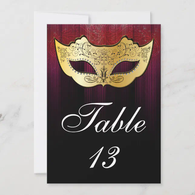 Masquerade Table Number Card | Zazzle