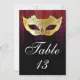 Masquerade Table Number Card | Zazzle