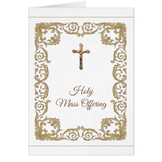 Mass Offering Gold Crucifix Sympathy Condolence | Zazzle
