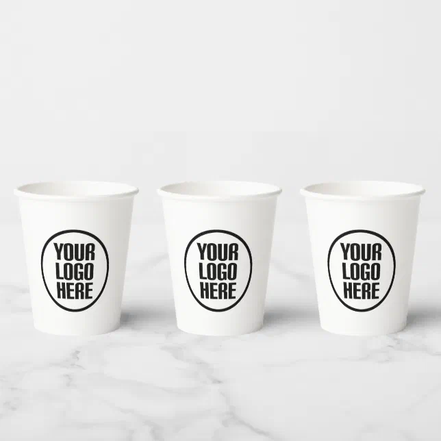 mass Promotional your logo here party supplies Paper Cups | Zazzle