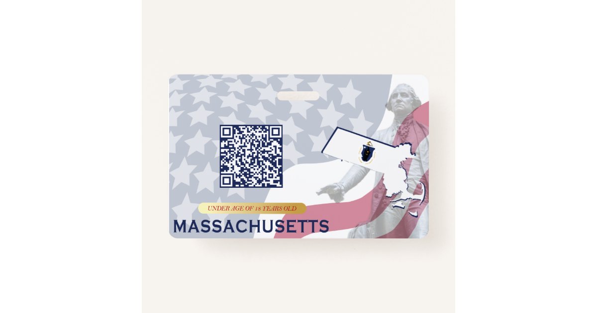 MASSACHUSETTS - Child ID - USA Flag Background Badge | Zazzle