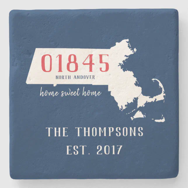 Massachusetts Custom Town Zip Code Drink Coasters | Zazzle