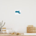 Massachusetts Home State Blue Word Art Poster | Zazzle