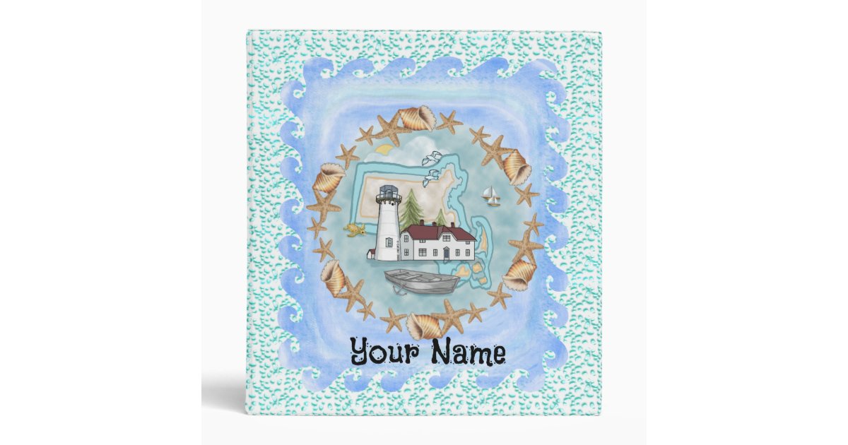 Massachusetts Shells Lighthouse Binder | Zazzle
