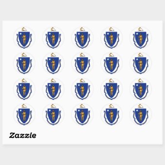 Massachusetts State Flag Classic Round Sticker | Zazzle