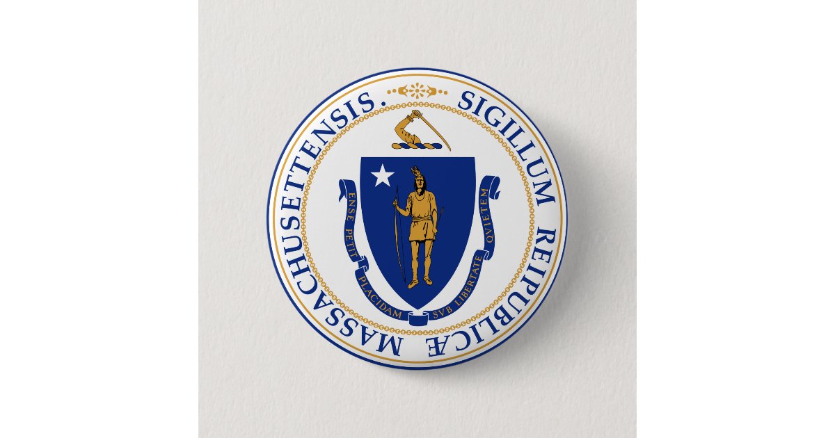 Massachusetts state seal america republic symbol f button | Zazzle