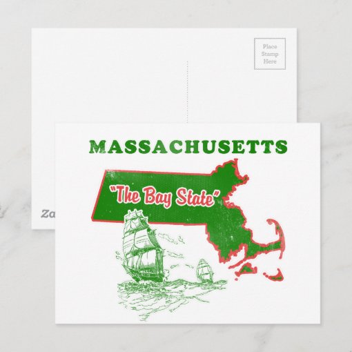 Massachusetts The Bay State Design Postcard | Zazzle