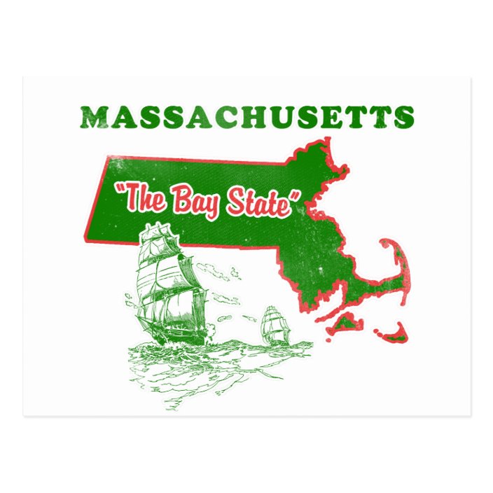 Massachusetts The Bay State Design Postcard | Zazzle.com