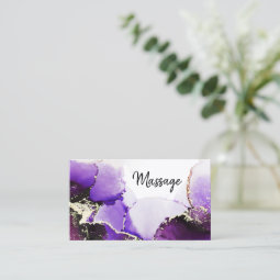 Massage Reiki Hair Nails Lashes Purple Gold Business Card | Zazzle