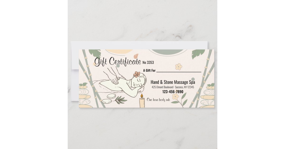 Massage Spa Gift Certificate Invitation | Zazzle