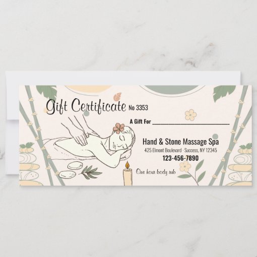 Massage Spa Gift Certificate Invitation | Zazzle