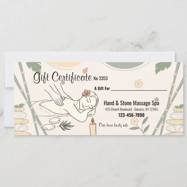Massage Spa Gift Certificate Invitation | Zazzle