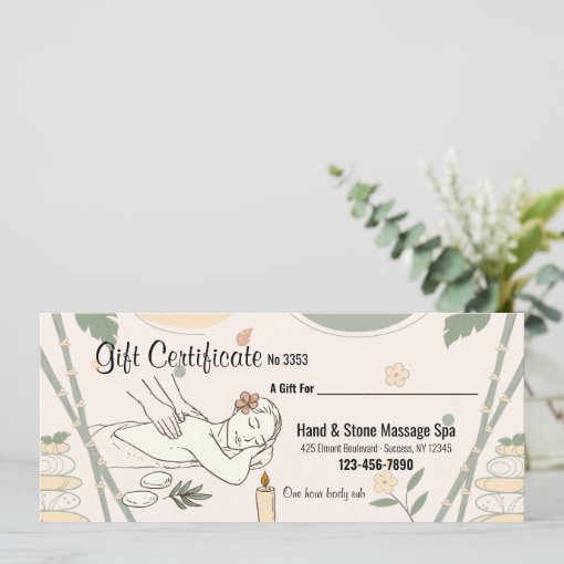 Massage Spa Gift Certificate Invitation | Zazzle