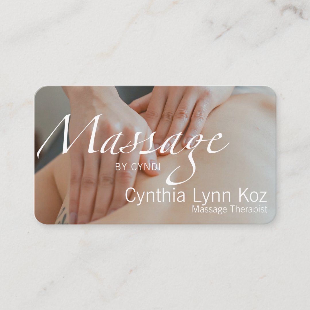 Massage Text Hands Color Photo Background Business Card | Zazzle