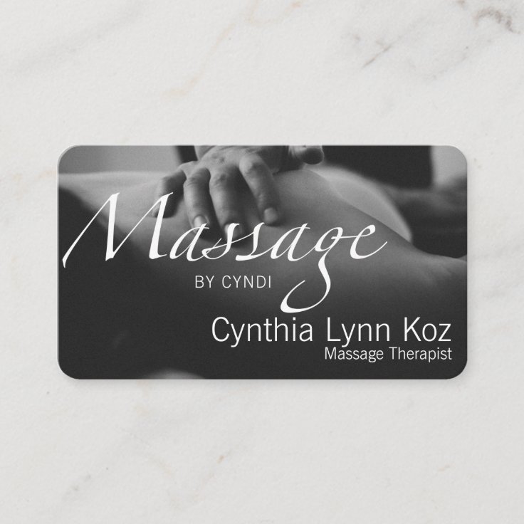 Massage Text Photo BW Hands Background Business Card | Zazzle