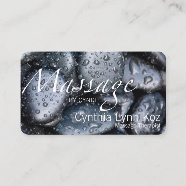 Massage Text Wet Stones Photo Background Business Card | Zazzle