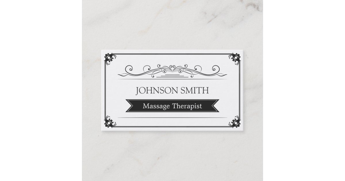 Massage Therapist - Classy Vintage Frame Business Card | Zazzle