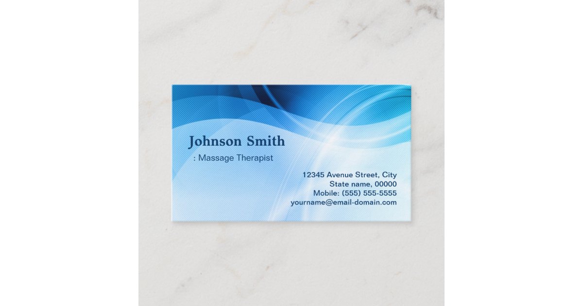 Massage Therapist - Modern Blue Creative Business Card | Zazzle