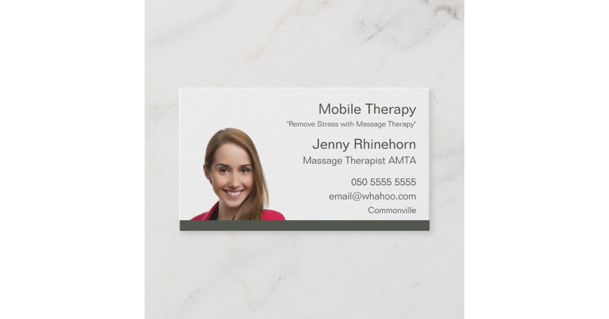 Massage Therapy Portrait Name Card | Zazzle