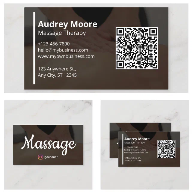 Massage Therapy QR Code Integration Business Card | Zazzle