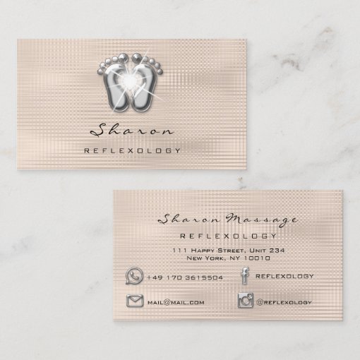 Massage Therapy Reflexology Therapist Silver Ivory Business Card | Zazzle