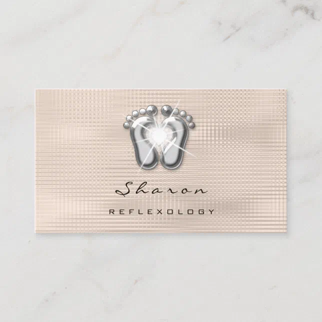 Massage Therapy Reflexology Therapist Silver Ivory Business Card | Zazzle