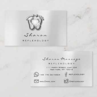 Massage Therapy Reflexology Therapist Silver Spark Business Card | Zazzle