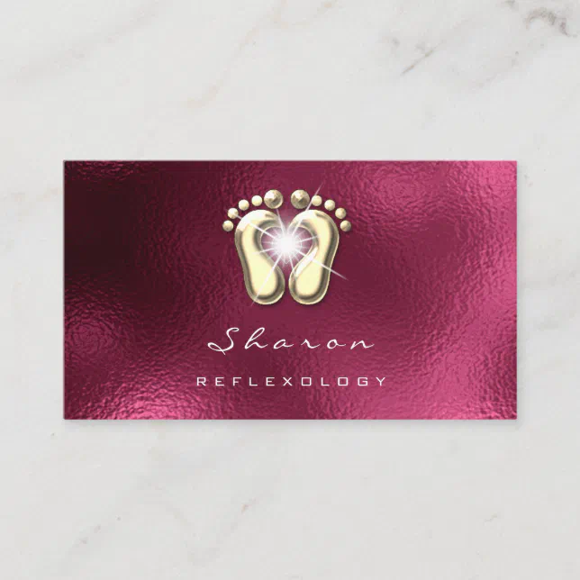 Massage Therapy Reflexology Therapy Gold Burgundy Business Card | Zazzle