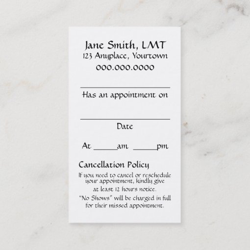 Massage Therapy Sleek Black Appointment Card | Zazzle