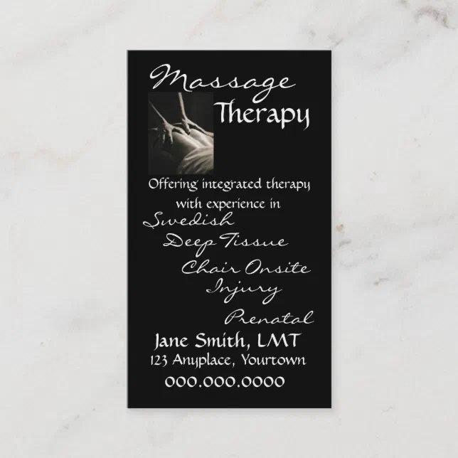 Massage Therapy Sleek Black Appointment Card | Zazzle