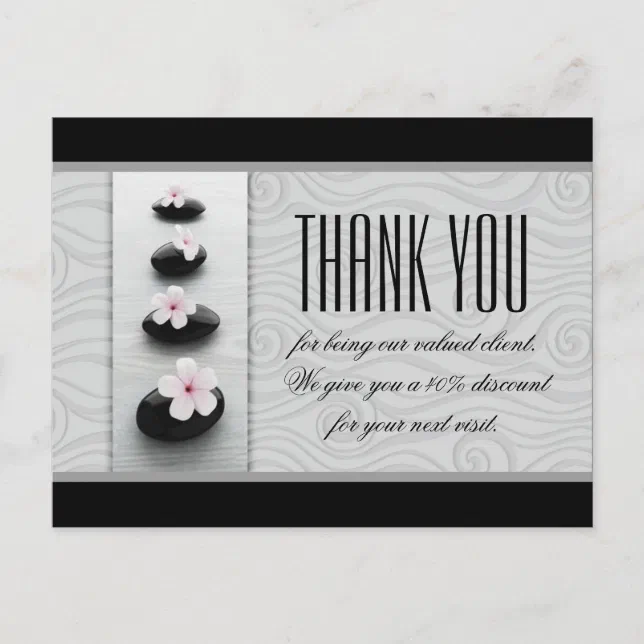 Massage Therapy Spa Salon Thank You Coupon Postcard | Zazzle
