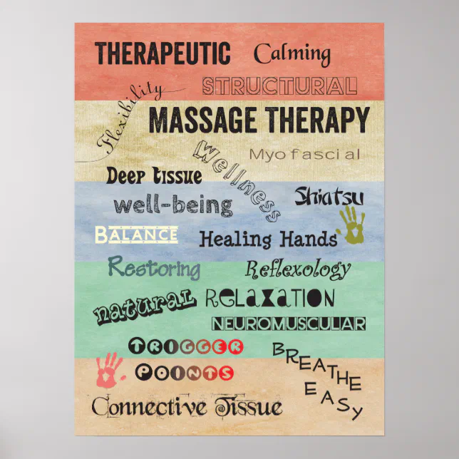 Massage Therapy Words Poster | Zazzle