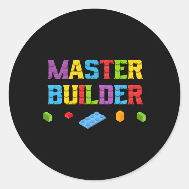 Master Builder Block Building For Classic Round Sticker | Zazzle