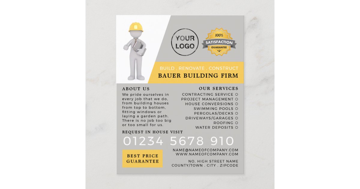 Master Builder, Building Firm, Builders Advert Flyer | Zazzle