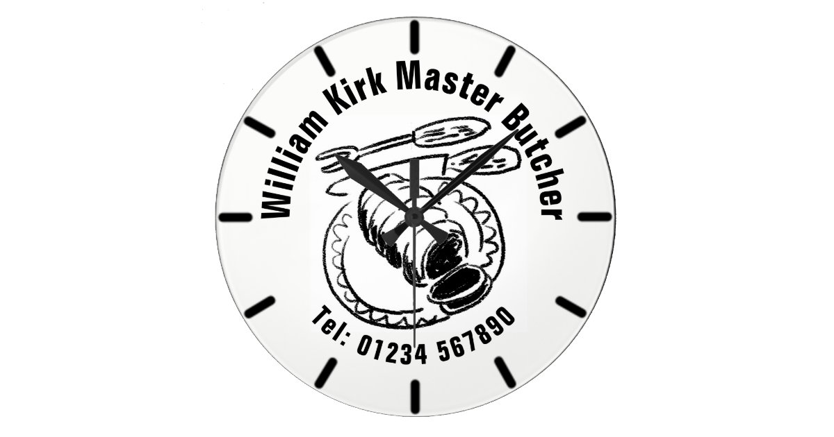 Master Butcher Cartoon. Large Clock | Zazzle.com