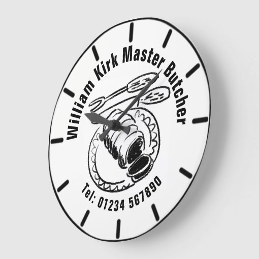 Master Butcher Cartoon. Large Clock | Zazzle