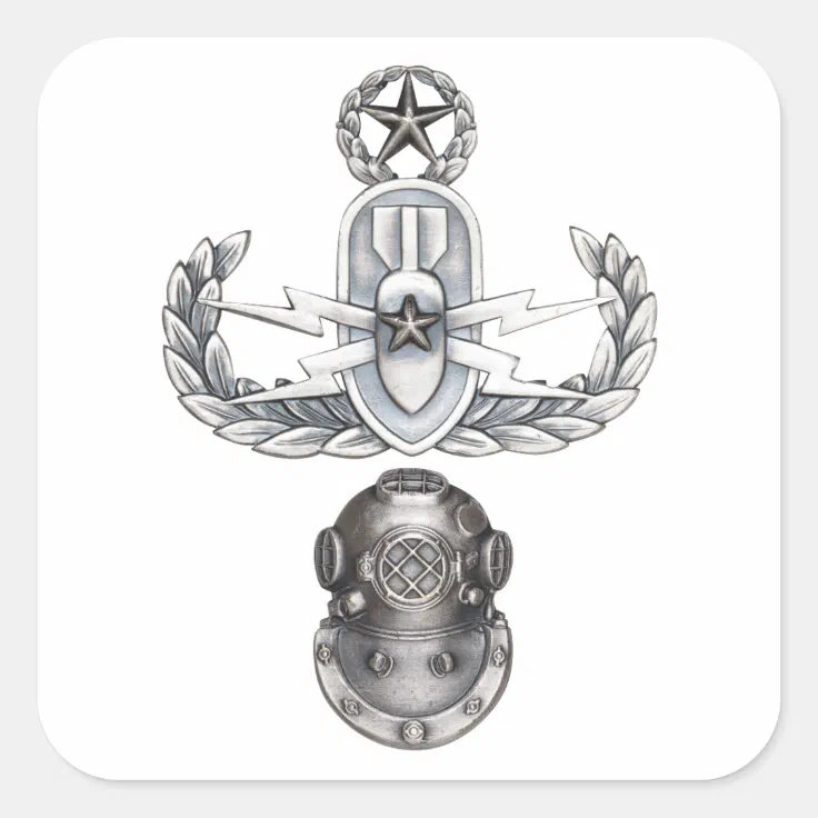 Master EOD 2nd Class Diver Square Sticker | Zazzle