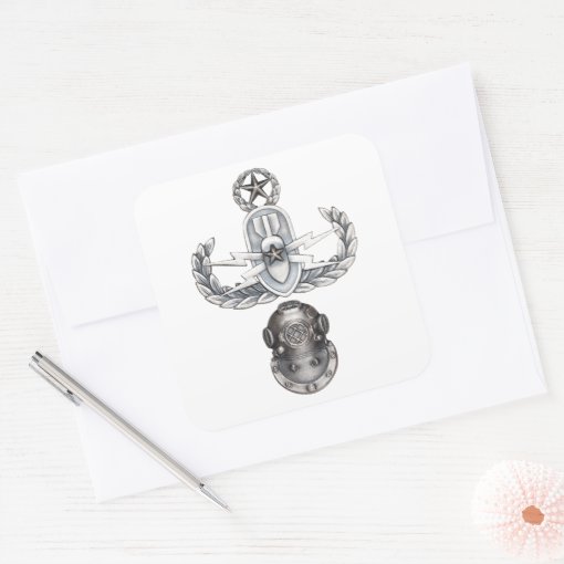 Master EOD 2nd Class Diver Square Sticker | Zazzle